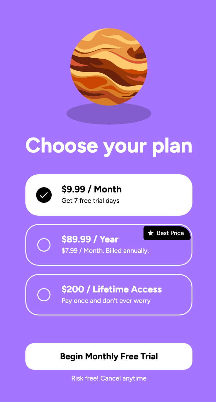 Choose Your Plan | Free Webflow Component
